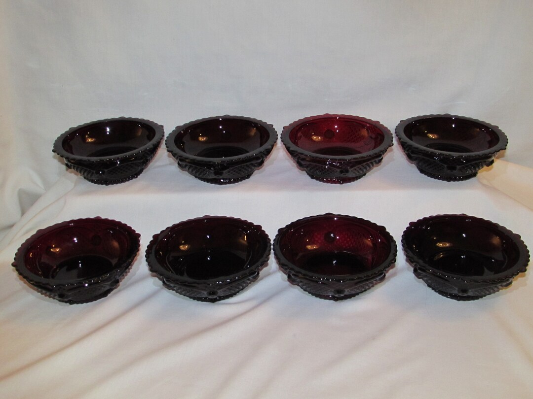 AVON 1876 CAPE COD Dessert Bowls 1980s Set of 8 Ruby Red Free Shipping ...