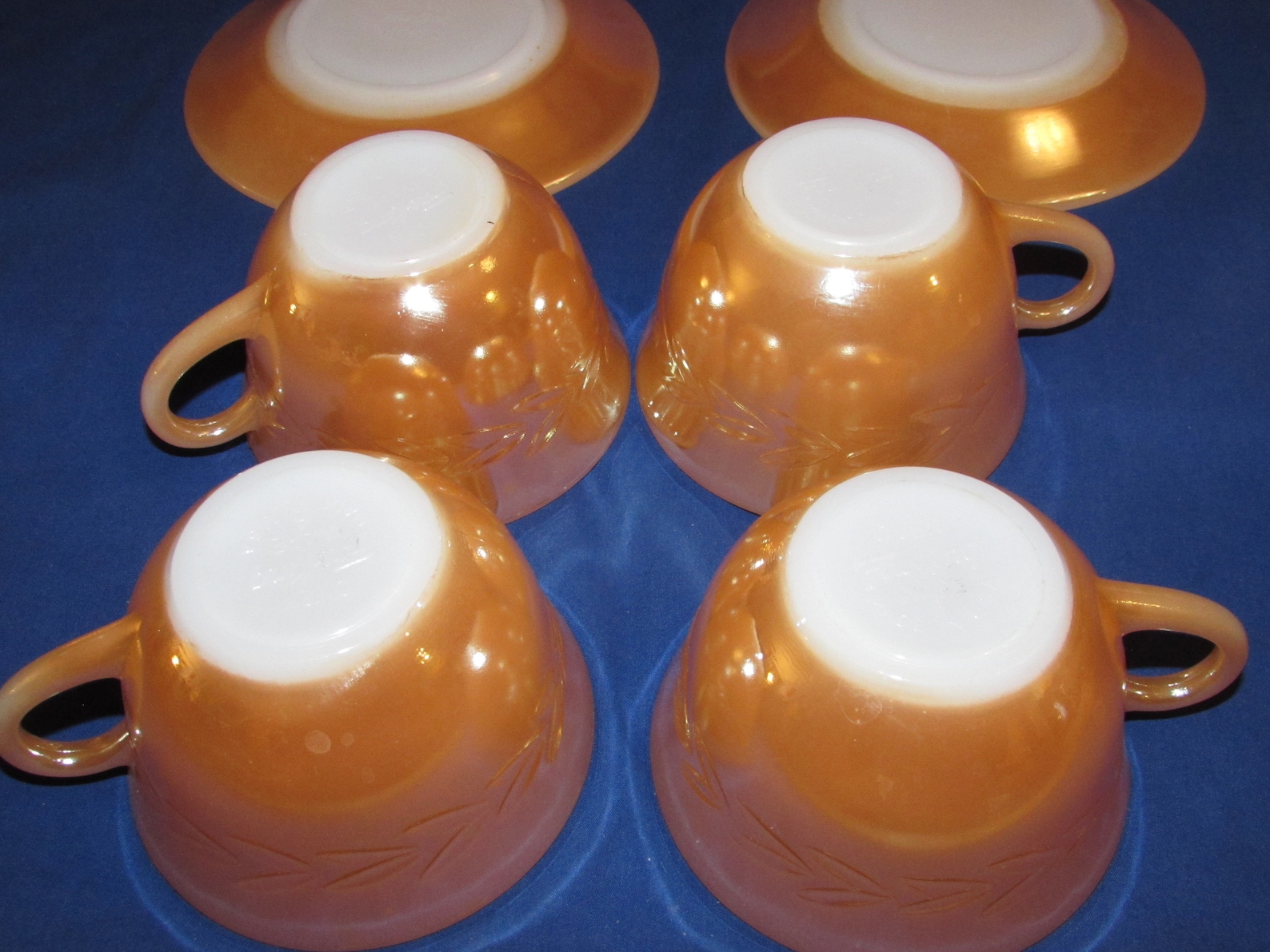 FIRE KING LUSTERWARE Laurel Teacups and Saucers 1950s Set of 4 Free ...