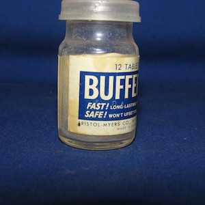 BUFFERIN 12 TABLET Small Bottle 1970s Vintage Medical Free Shipping - Etsy