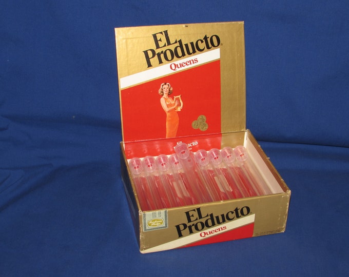 EL PRODUCTO QUEENS Cigar Box and 19 Glass Cigar Tubes 1980s Free ...