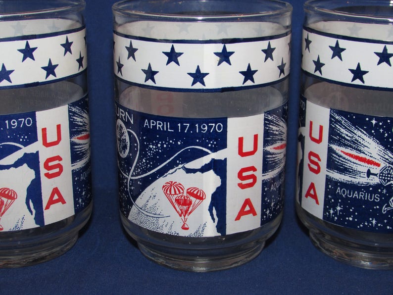 LIBBEY APOLLO 13 Glasses Set of 4 Safe Return April 17 1970 - Etsy