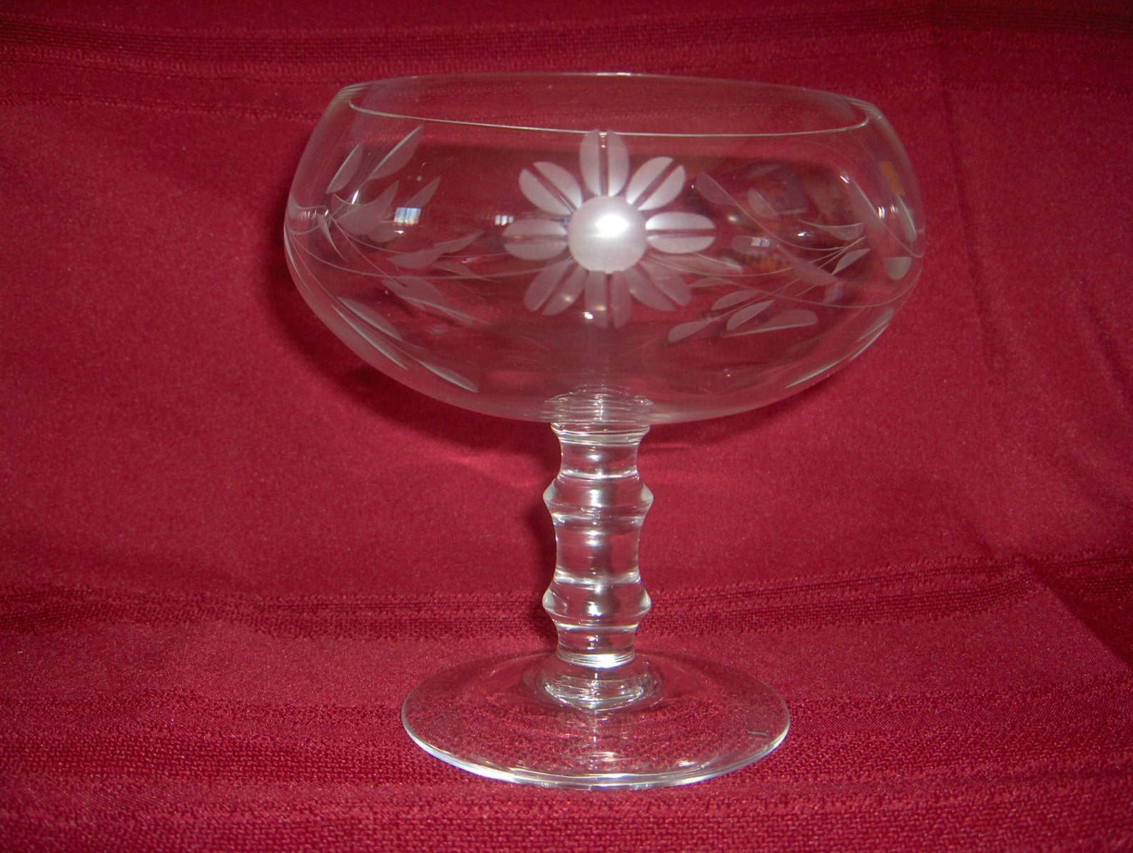 Princess House COMPOTE DISH Beautifully Etched Daisy Dish Free - Etsy