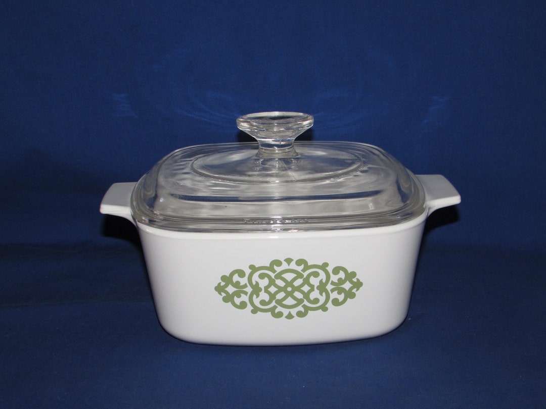 Corning Ware Shell Oil Macrame Green CASSEROLE DISH A-1.5-B With Lid ...