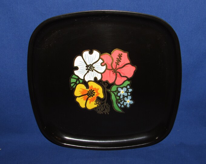 COUROC HAWAIIAN FLOWERS Plate 1970s Monterrey California Made for ...