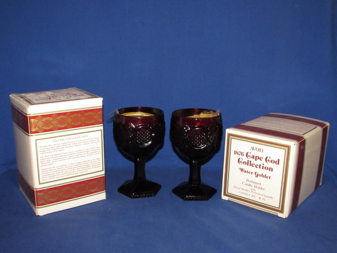 AVON 1876 CAPE COD Water Goblets Set of 2 1980s Ruby Red Vintage New ...