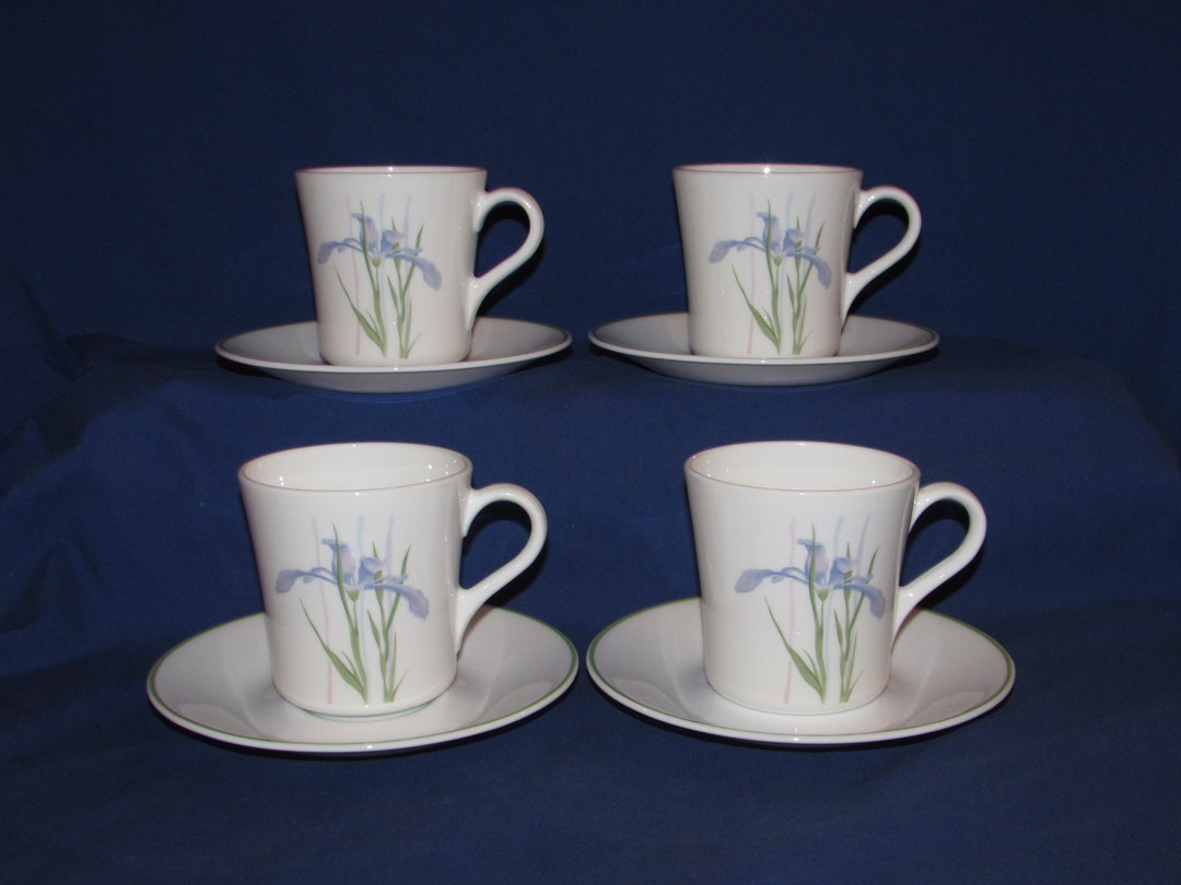 CORELLE SHADOW IRIS 4 Cups and 4 Saucers 1985 Free Shipping - Etsy