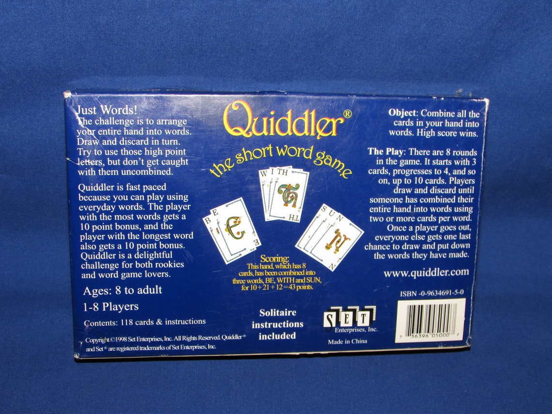 QUIDDLER CARD GAME 1998 the Short Word Card Game - Etsy