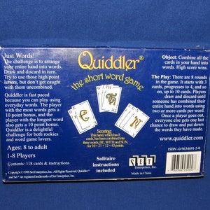 QUIDDLER CARD GAME 1998 the Short Word Card Game - Etsy