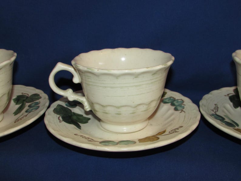 METLOX VINEYARD Vernon Ware 6 Cup and Saucer Sets 1960s Free Shipping ...