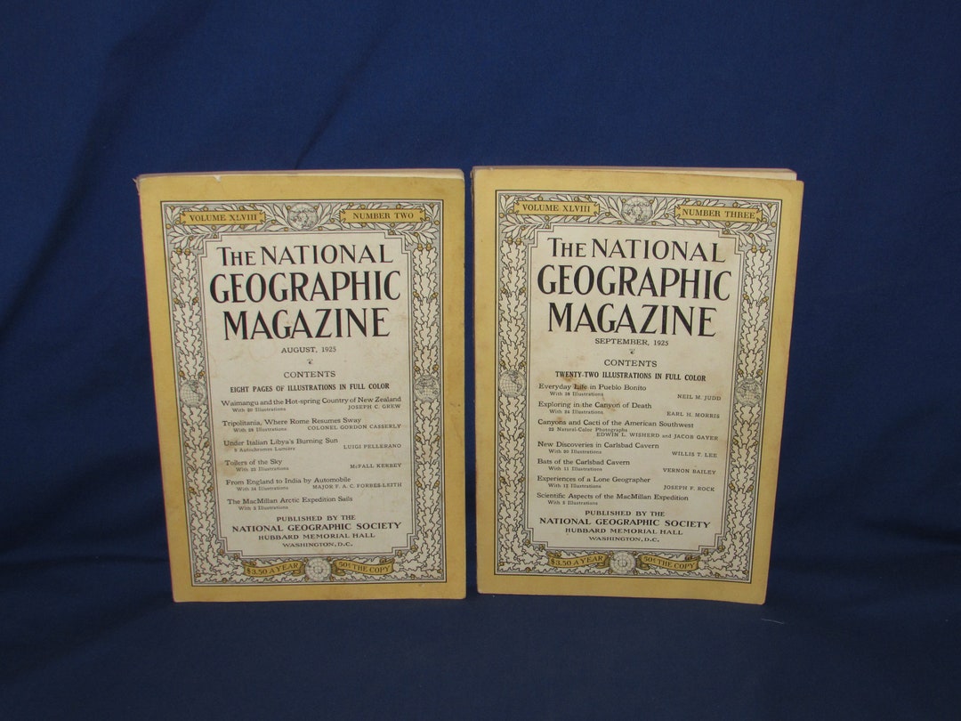 NATIONAL GEOGRAPHIC MAGAZINES 1925 Set of 2 August and September Free ...