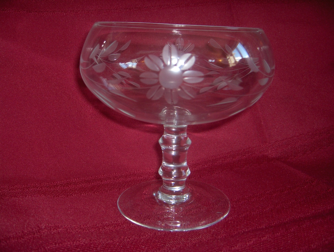 Princess House COMPOTE DISH Beautifully Etched Daisy Dish Free Shipping ...