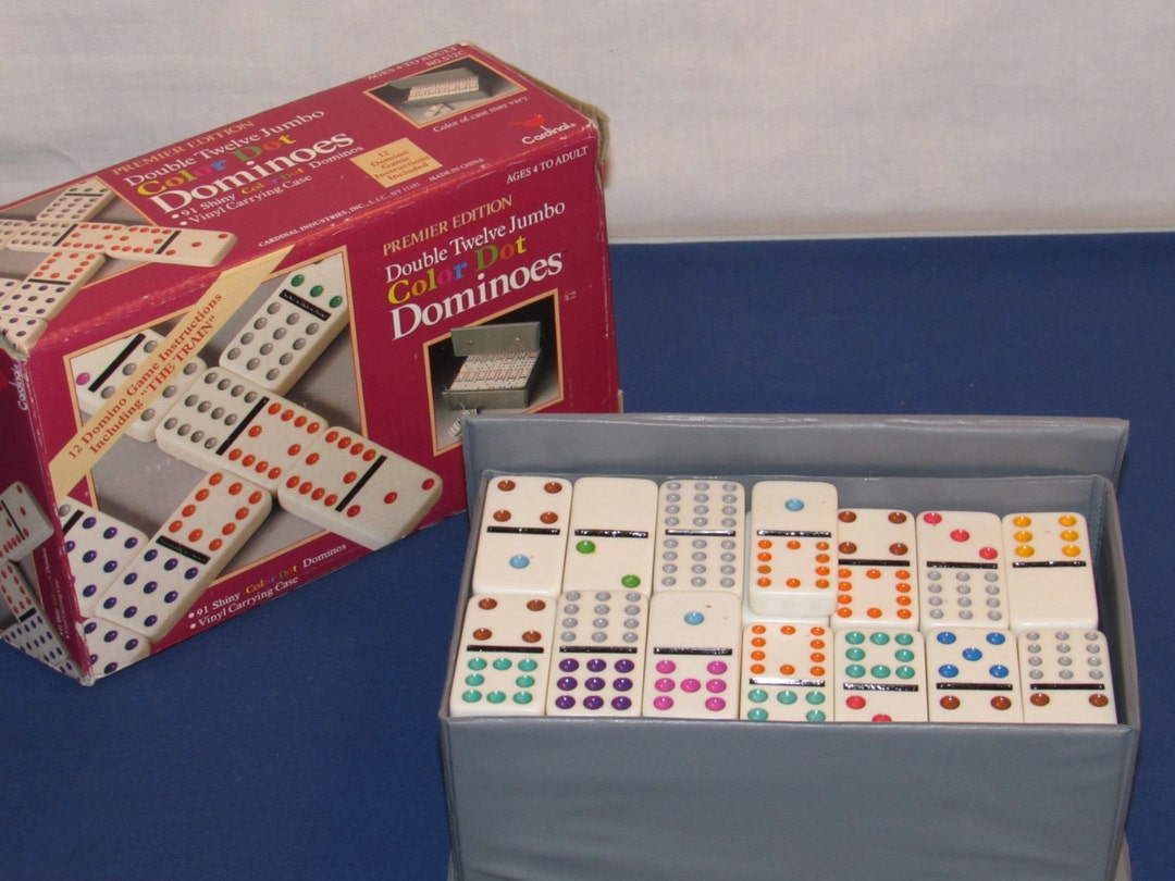 CARDINAL DOMINOS Double 12 Jumbo Color Dot Dominoes - Etsy
