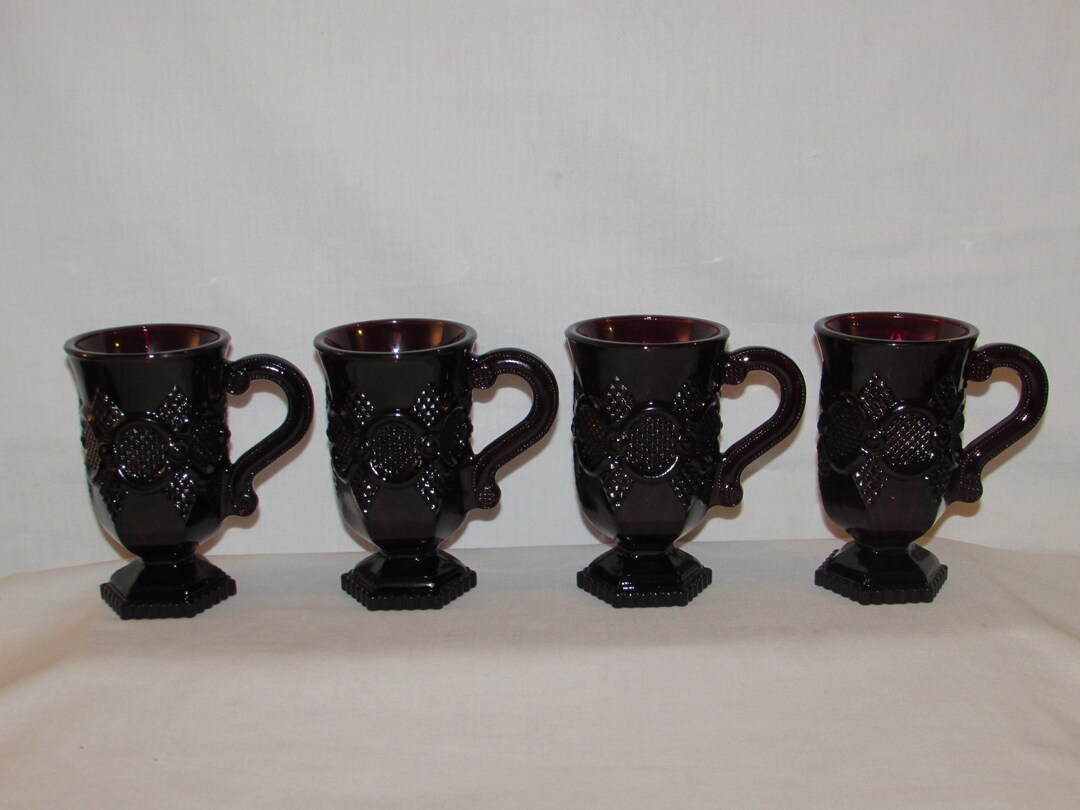 Avon 1876 Cape Cod Mugs Set of 4 Ruby Red 1980s Free Shipping - Etsy