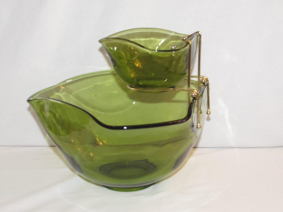 Anchor Hocking CHIP AND DIP Set 1970s Accent Modern Green Free Shipping ...