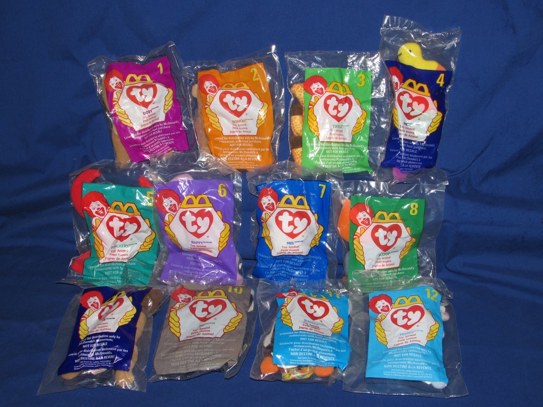 Ty TEENIE BEANIE BABIES 1998 Complete Set of 12 From Mcdonald's Happy ...