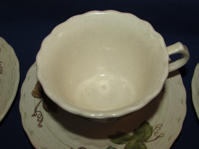 METLOX VINEYARD Vernon Ware 6 Cup and Saucer Sets 1960s Free Shipping ...