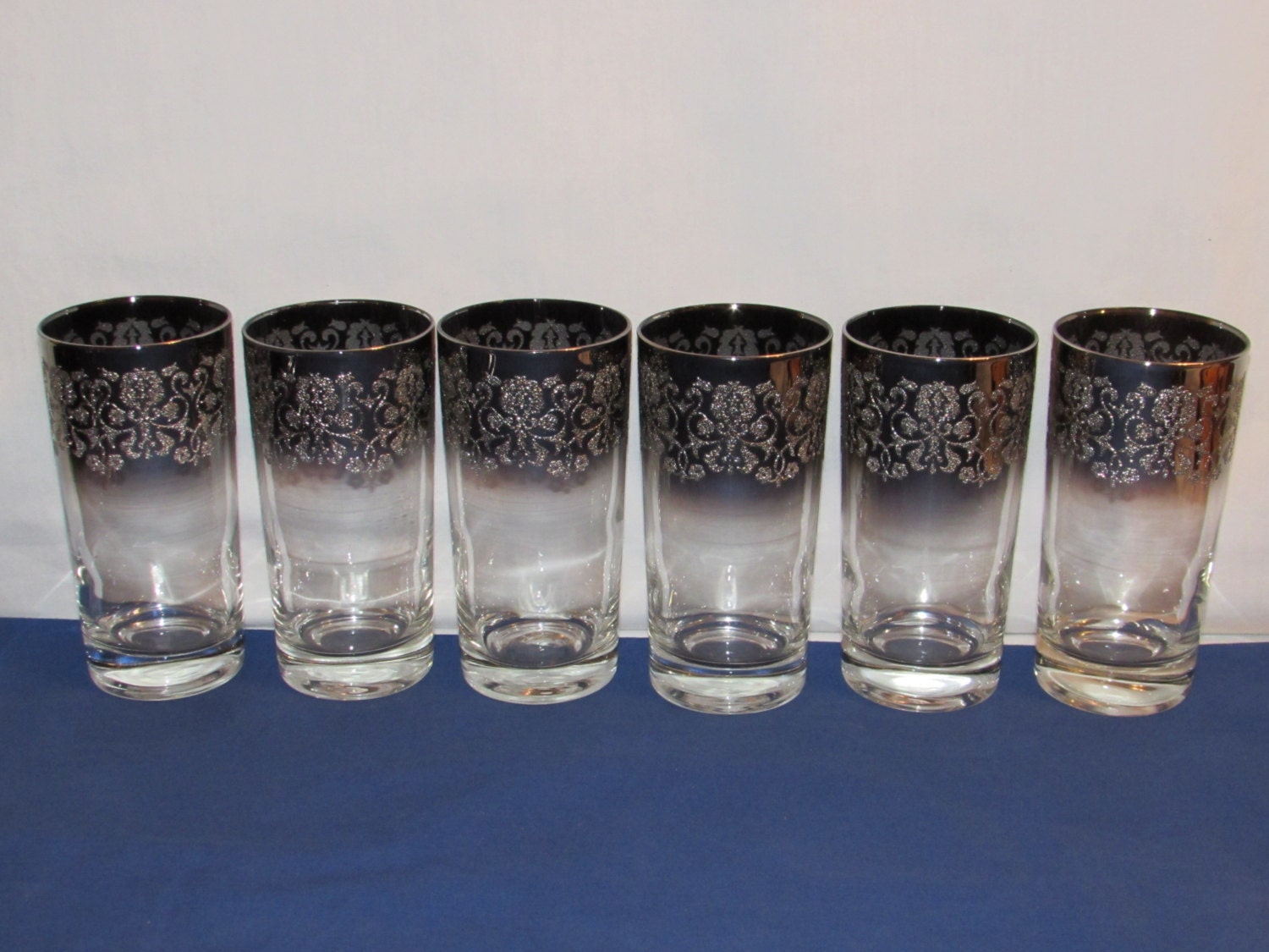 ROYAL LUSTER OMBRE Silver Glassware Set of 6 With Carrier Free - Etsy