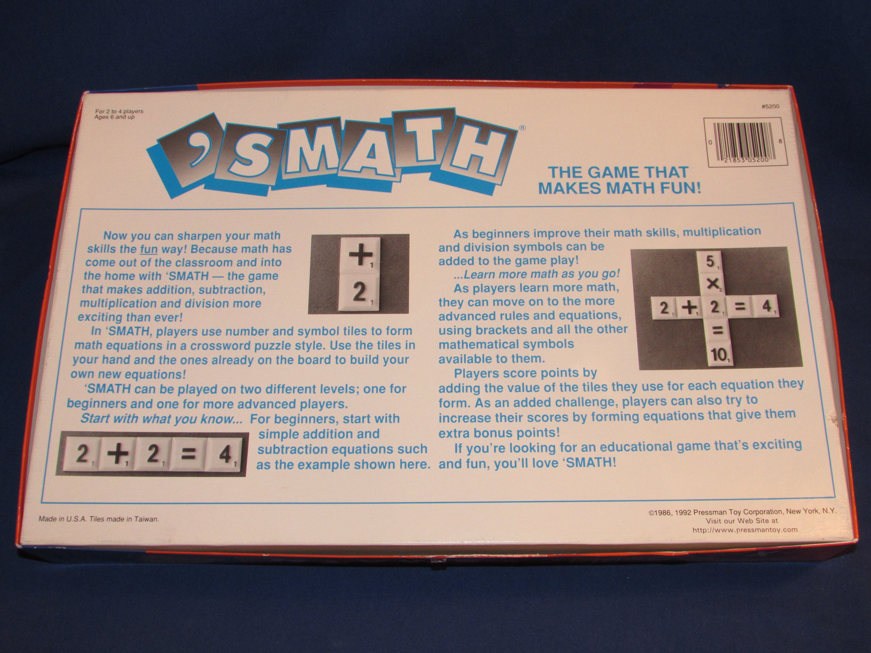 SMATH GAME 1992 PRESSMAN Educational Math Game Vintage | Etsy