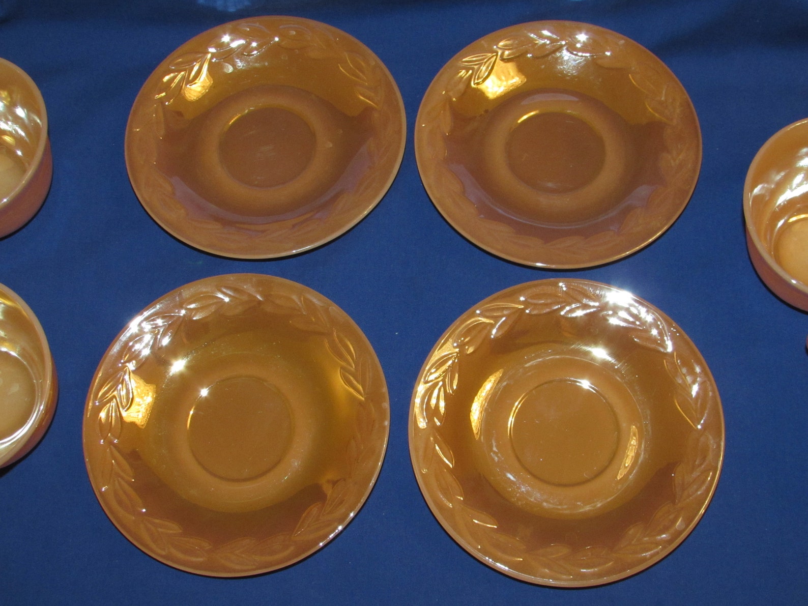 FIRE KING LUSTERWARE Laurel Teacups and Saucers 1950s Set of 4 Free ...