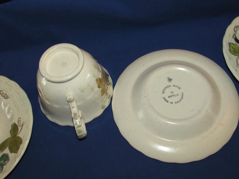 METLOX VINEYARD Vernon Ware 6 Cup and Saucer Sets 1960s Free Shipping ...