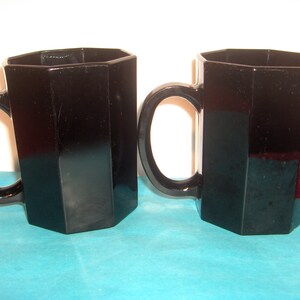 ARCOROC OCTIME MUGS Black Octagon Cups France Set of 4 - Etsy