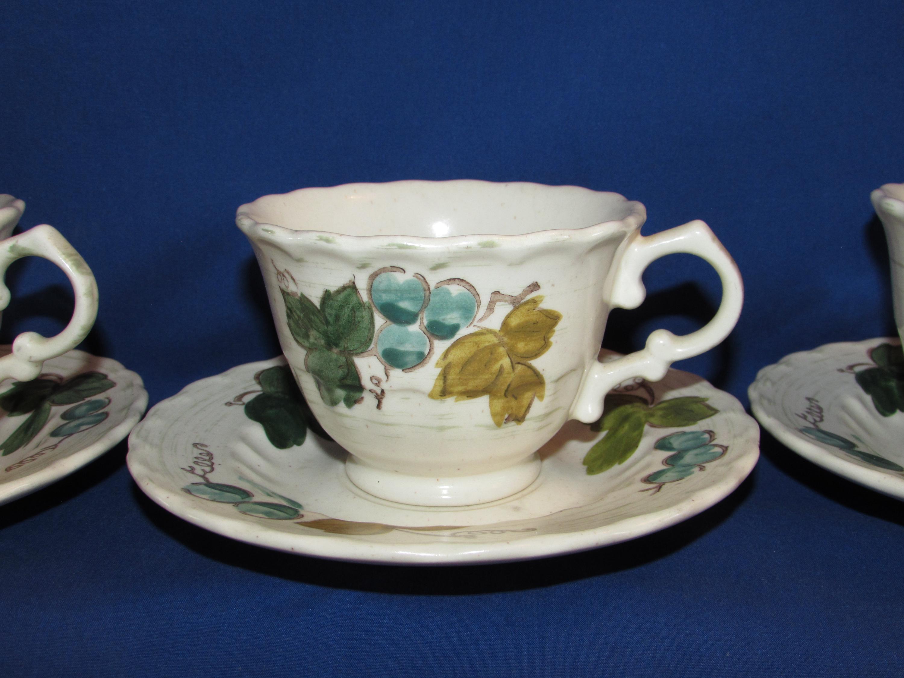 METLOX VINEYARD Vernon Ware 6 Cup and Saucer Sets 1960s Free Shipping ...