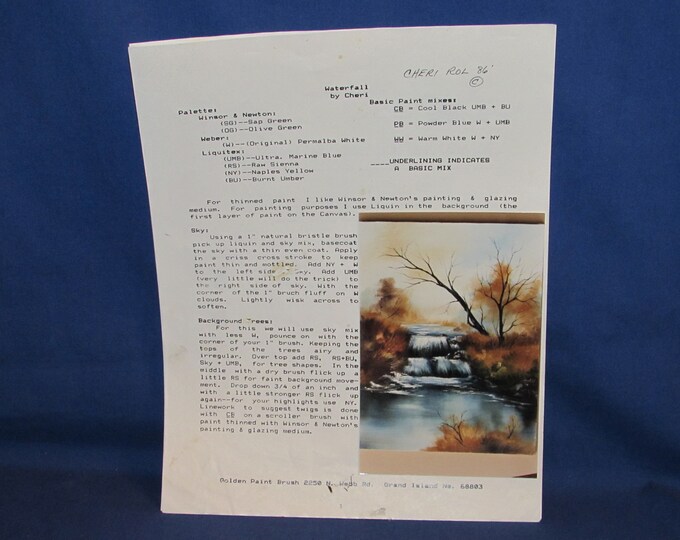 Art Book CHERI ROL Painting Pattern Packet WATERFALL Free Shipping - Etsy