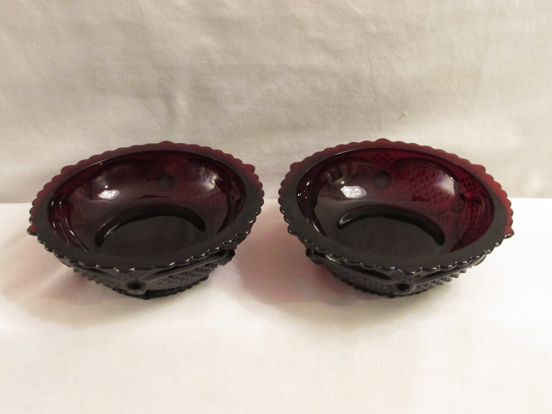 AVON 1876 CAPE COD Fruit Bowls 1980s Set of 2 Ruby Red - Etsy