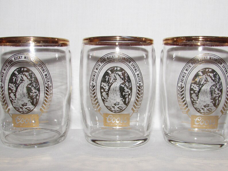 COORS BEER GLASSES Beer Shots or Beer Chasers or Snits Gold Detail Set ...