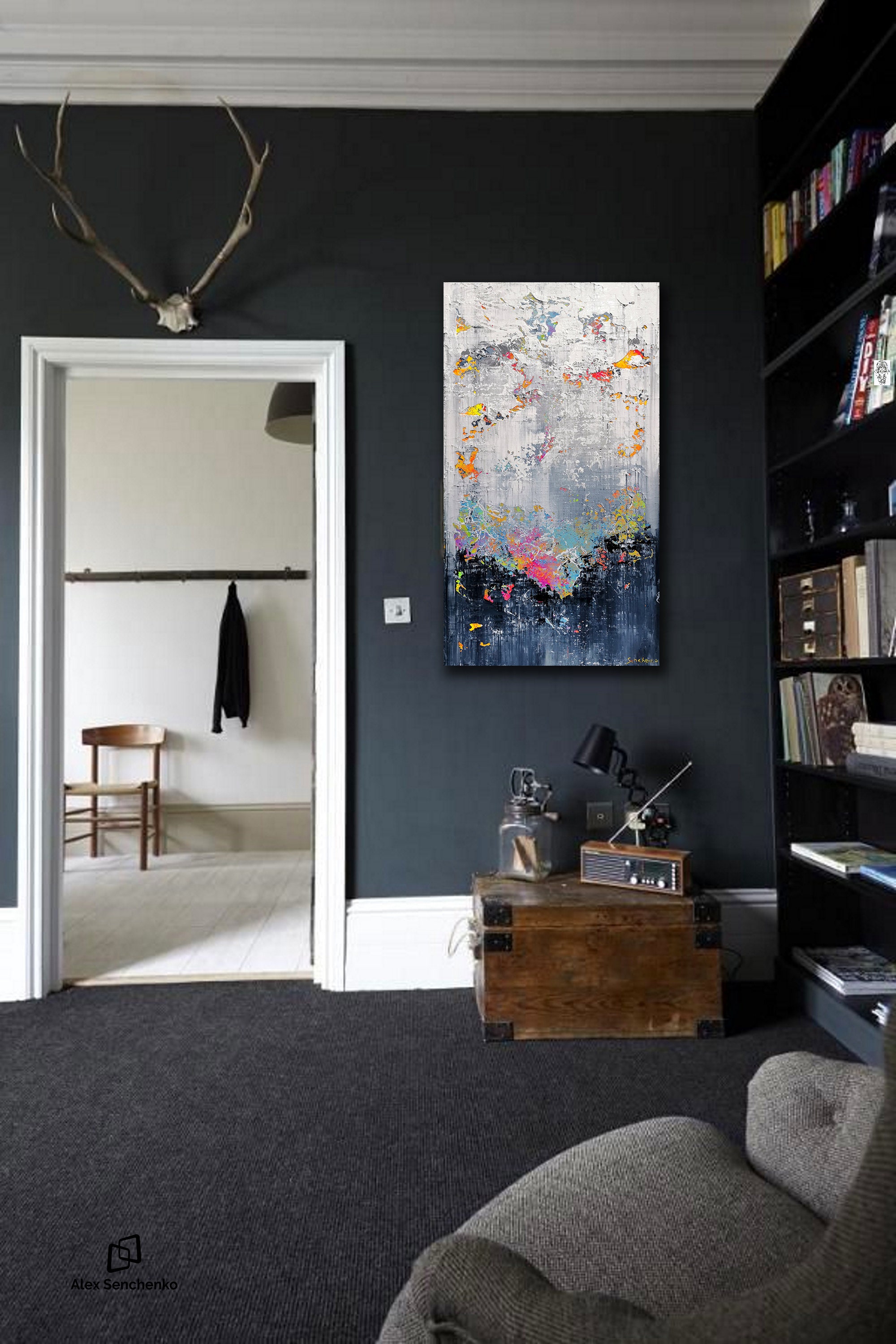 Gray Original Abstract Painting On Canvas Contemporary Wall | Etsy