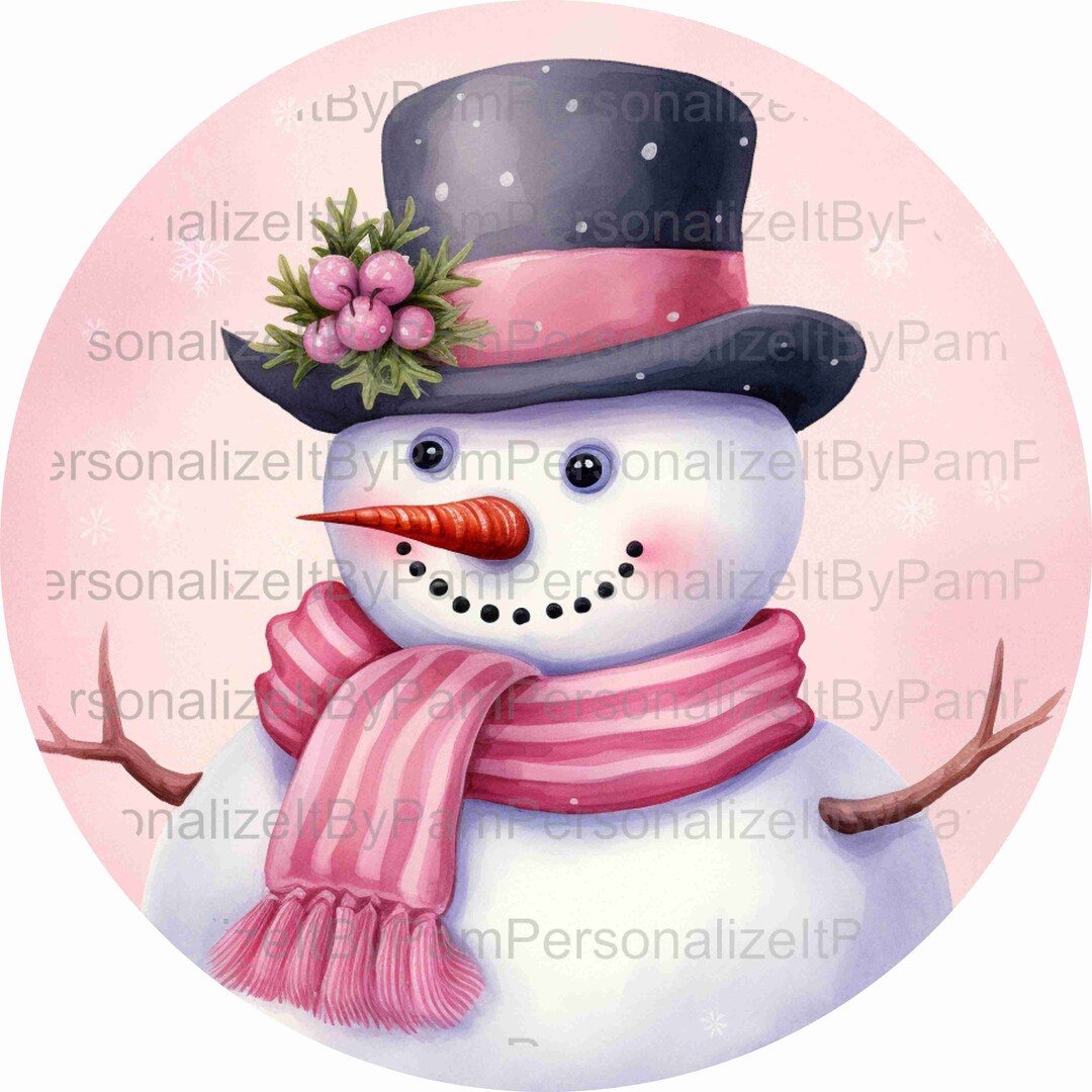 Round Snowman Wreath Sign, UV Protected Metal Wreath Sign, Personalize ...