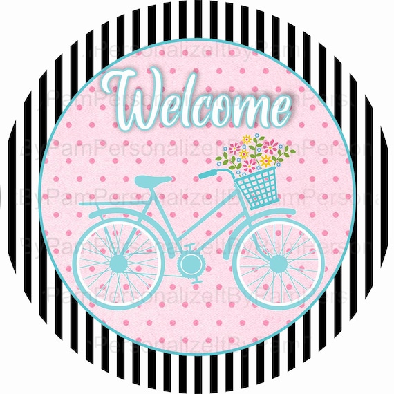10 Round Bike Welcome Sign Welcome Sign Summer Wreath | Etsy