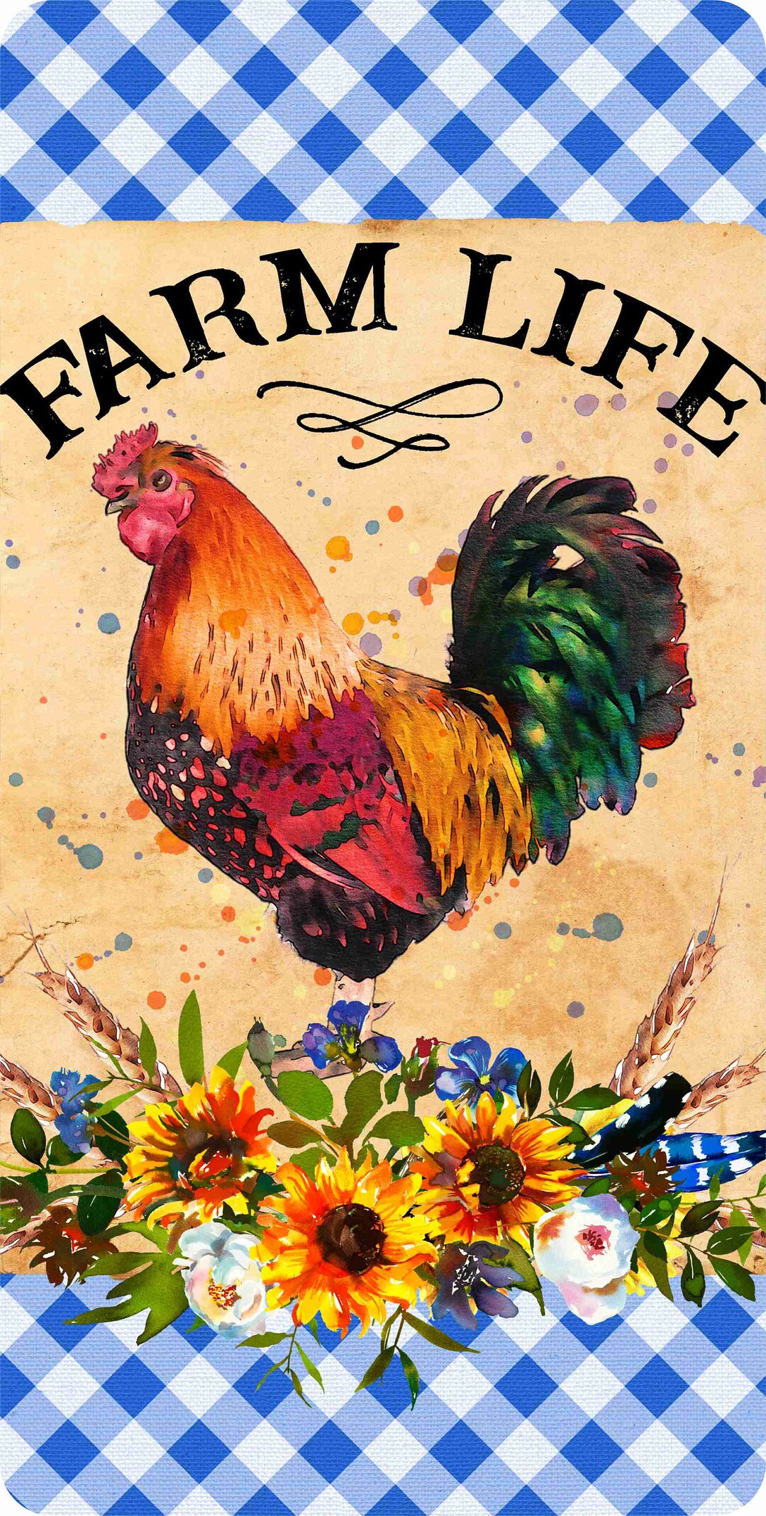 Farm Life Wreath Sign, Farmhouse Wreath Sign, Rooster Wreath Sign ...