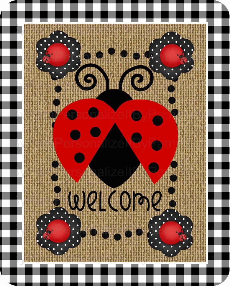 Lady Bug Wreath Sign, Welcome Wreath Sign, Ladybug Decor, Personalize ...