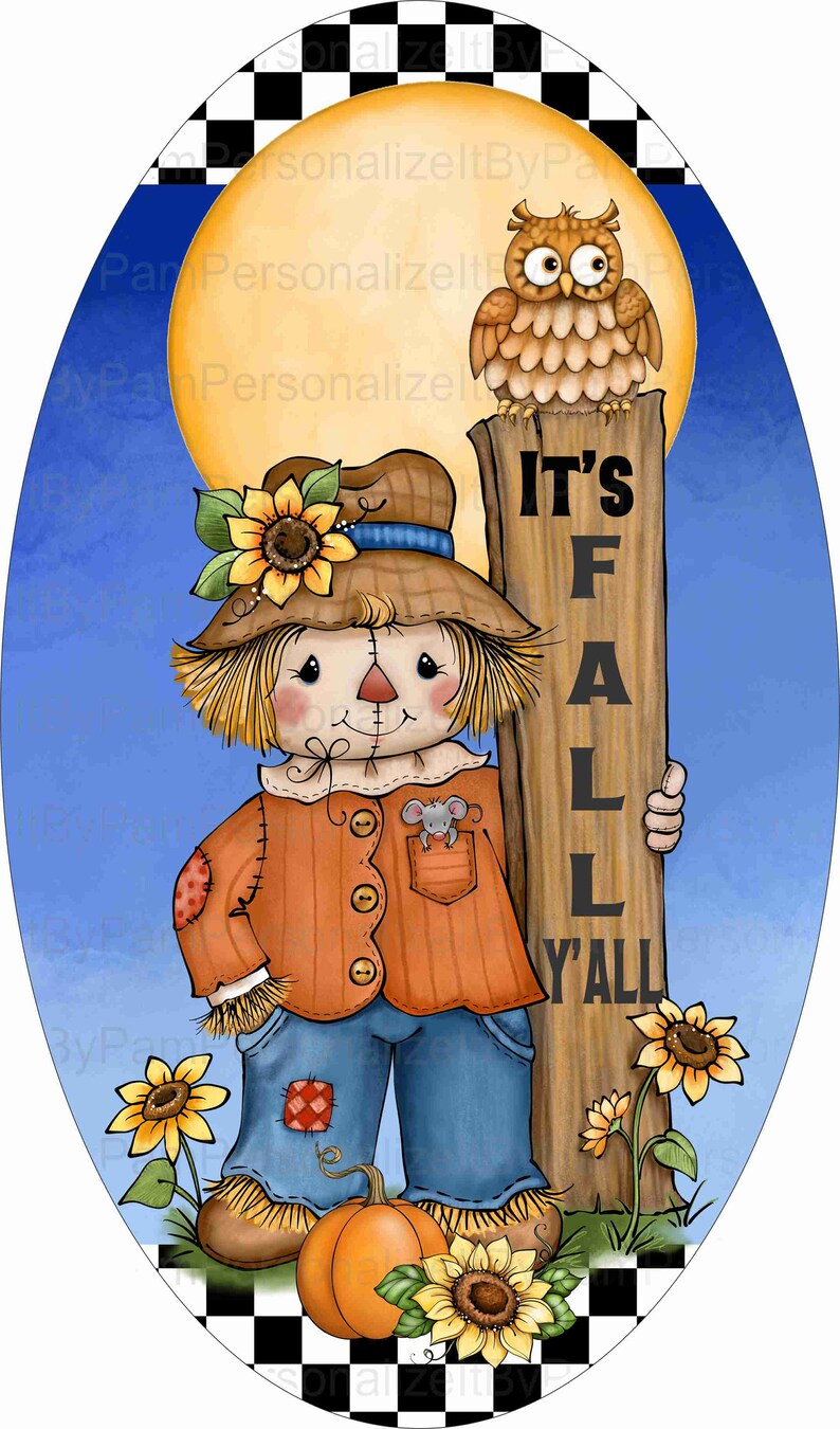 7 X 12 Oval Fall Scarecrow Wreath Sign Wreath - Etsy