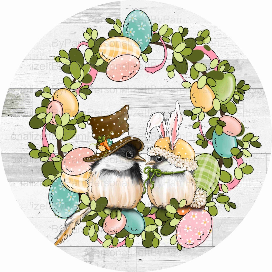 Round Easter Wreath Sign, Easter Egg Wreath Sign, Personalize It by Pam ...