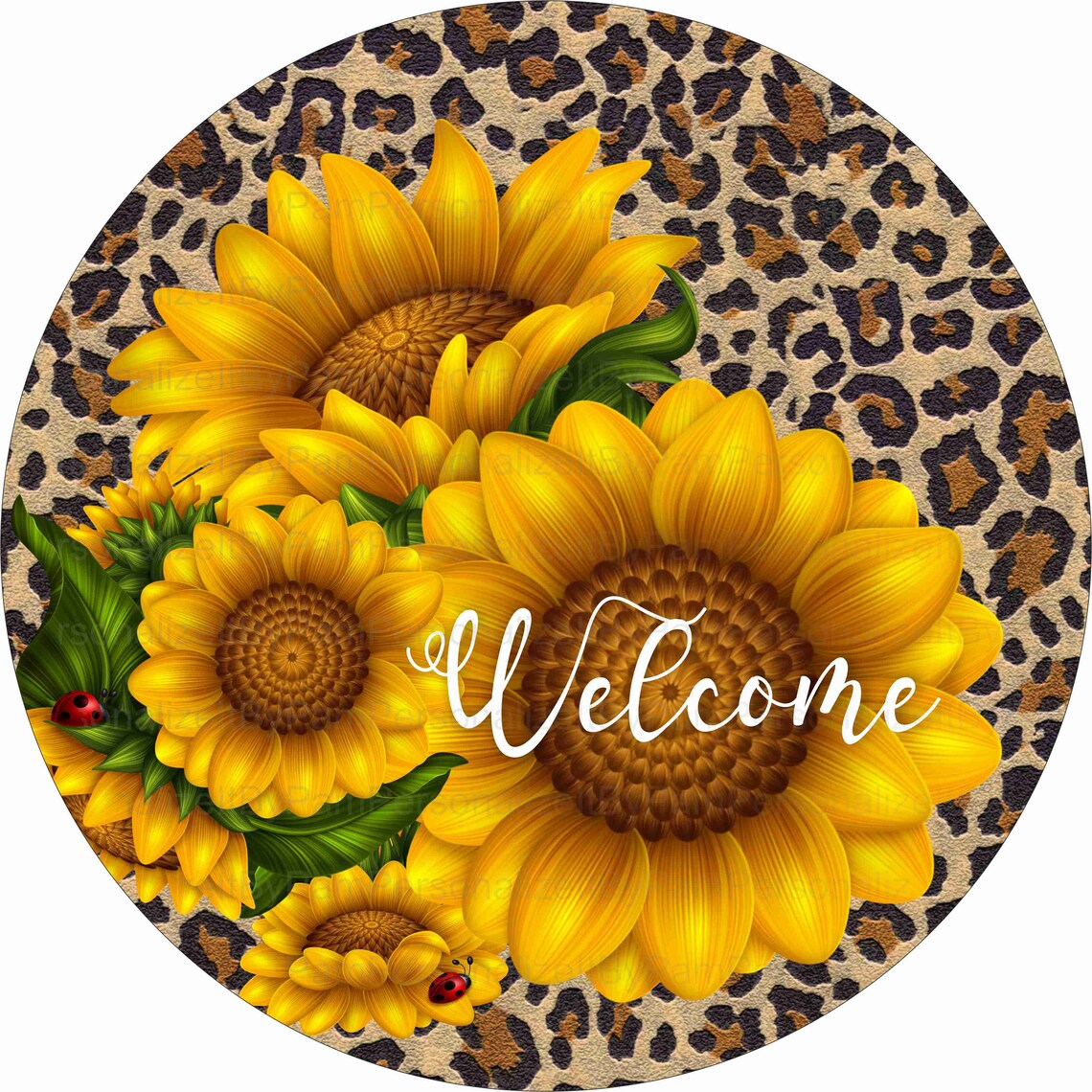 Round Sunflower Wreath Sign Black Buffalo Plaid Sunflower - Etsy
