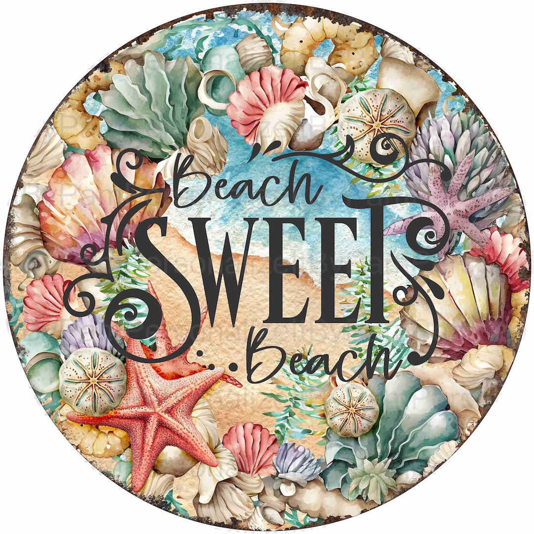 Beach Sweet Beach Wreath Sign, Beach Wreath Sign, Metal Wreath Signs ...