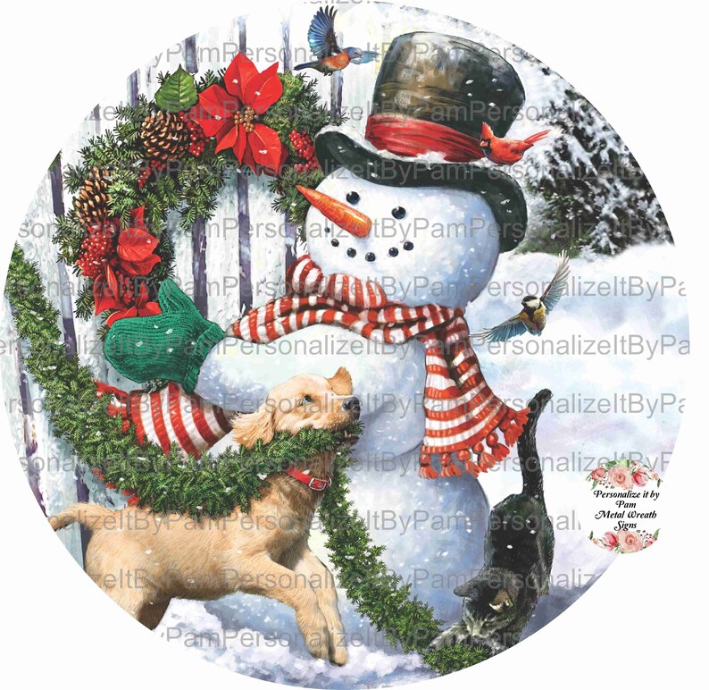 10 Round Snowman Wreath Sign Christmas Wreath Sign - Etsy