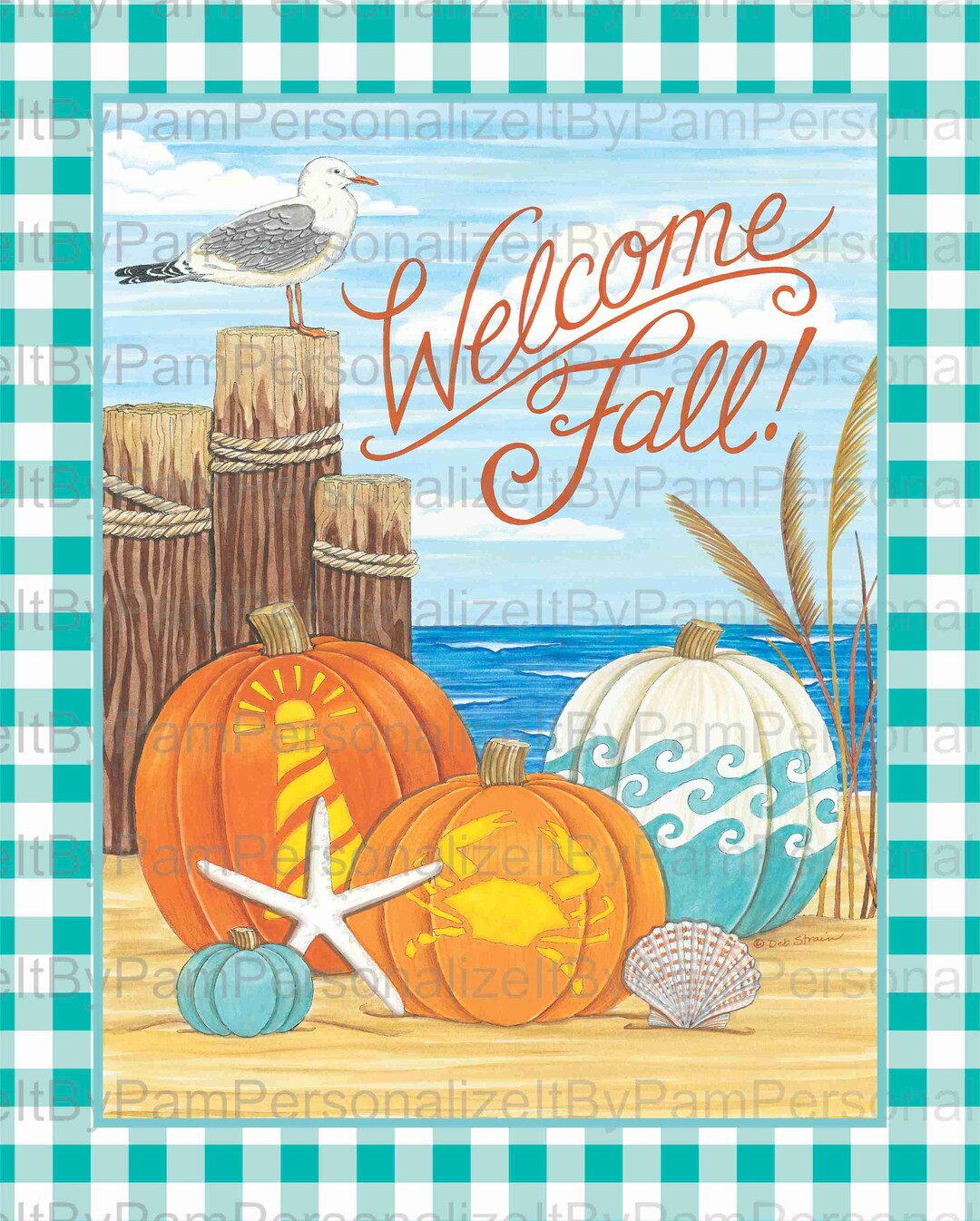 Coastal Fall Wreath Sign, Fall Wreath Sign, Personalize It by Pam ...