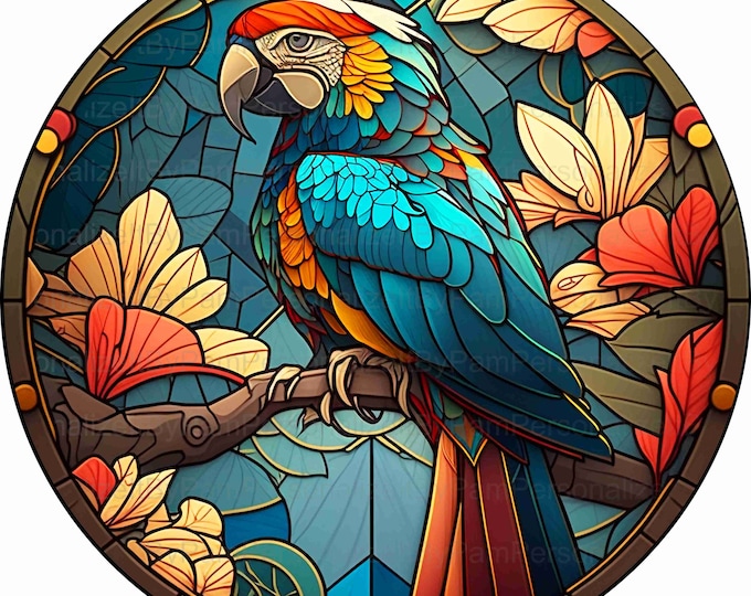 Faux Stained Glass Macaw Wreath Sign, Parrot Metal Wreath Sign, Dog ...
