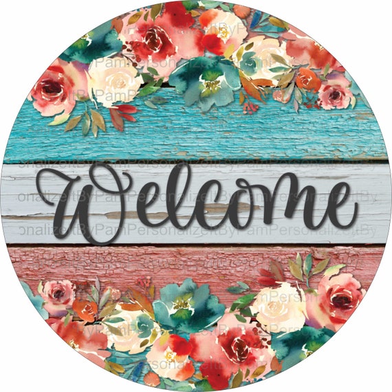 10 Round Welcome Wreath Sign Signs for Wreaths | Etsy