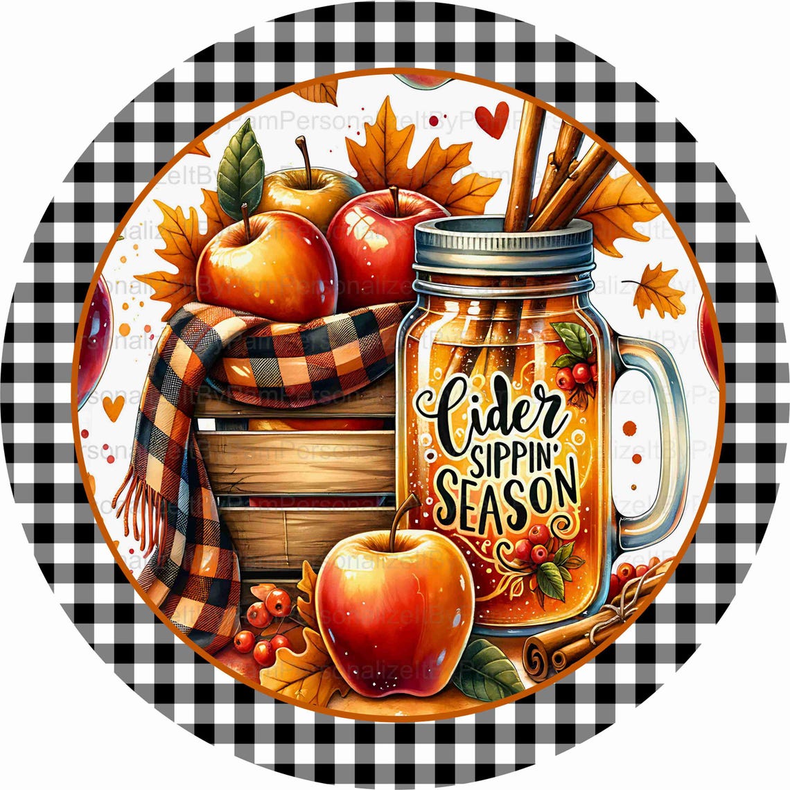 Round Fall Wreath Sign, Cider Season Wreath Sign, Personalize It by Pam ...