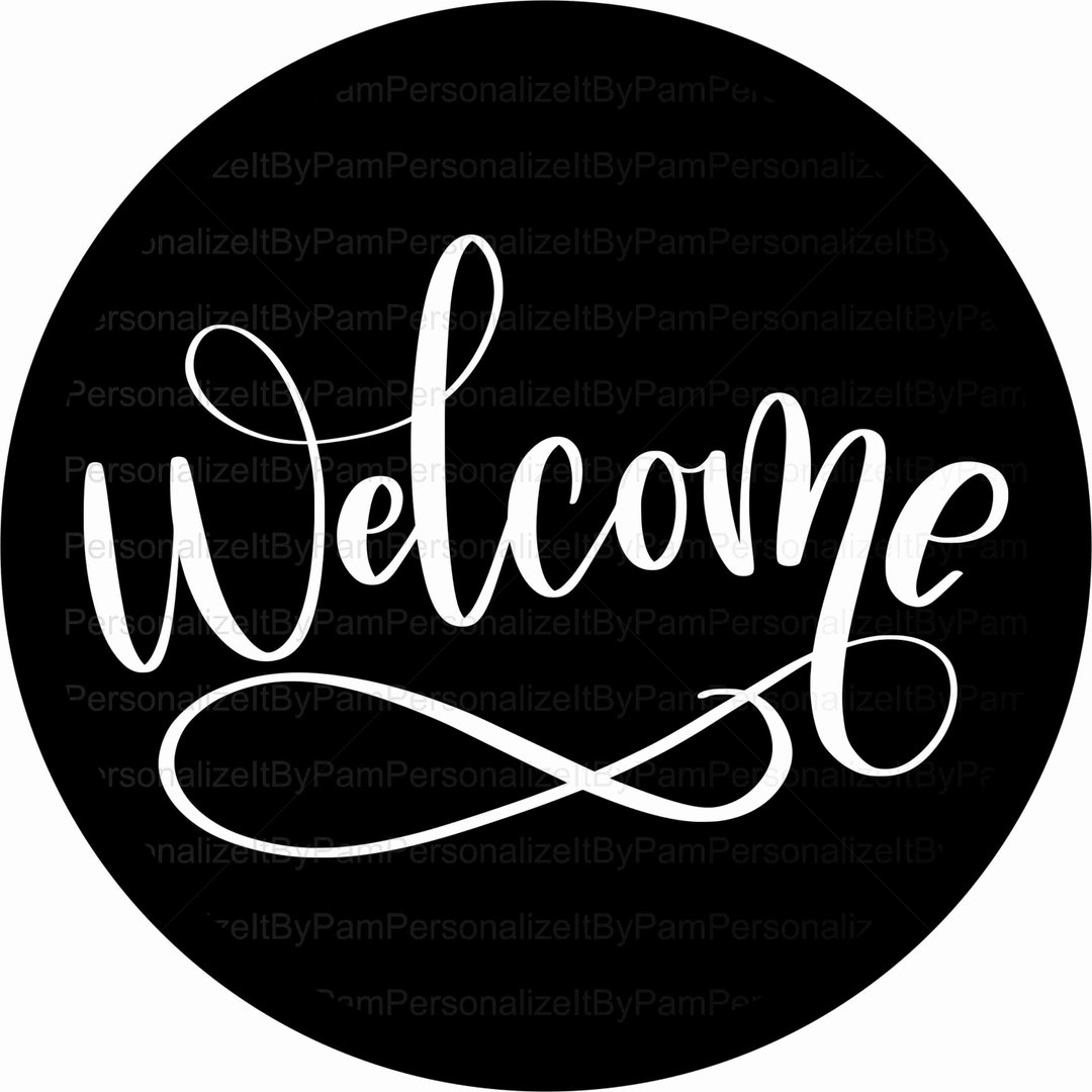 Round Black and White Farmhouse Welcome Wreath Sign, Metal Wreath Sign ...
