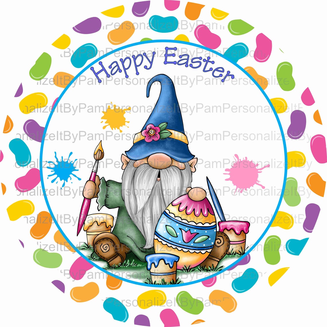 10 Round Easter Wreath Sign Easter Gnome Wreath Sign - Etsy