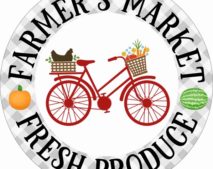 8 Round Farmer's Market Wreath Sign, Farmer's Market Sign, Wreath Signs ...