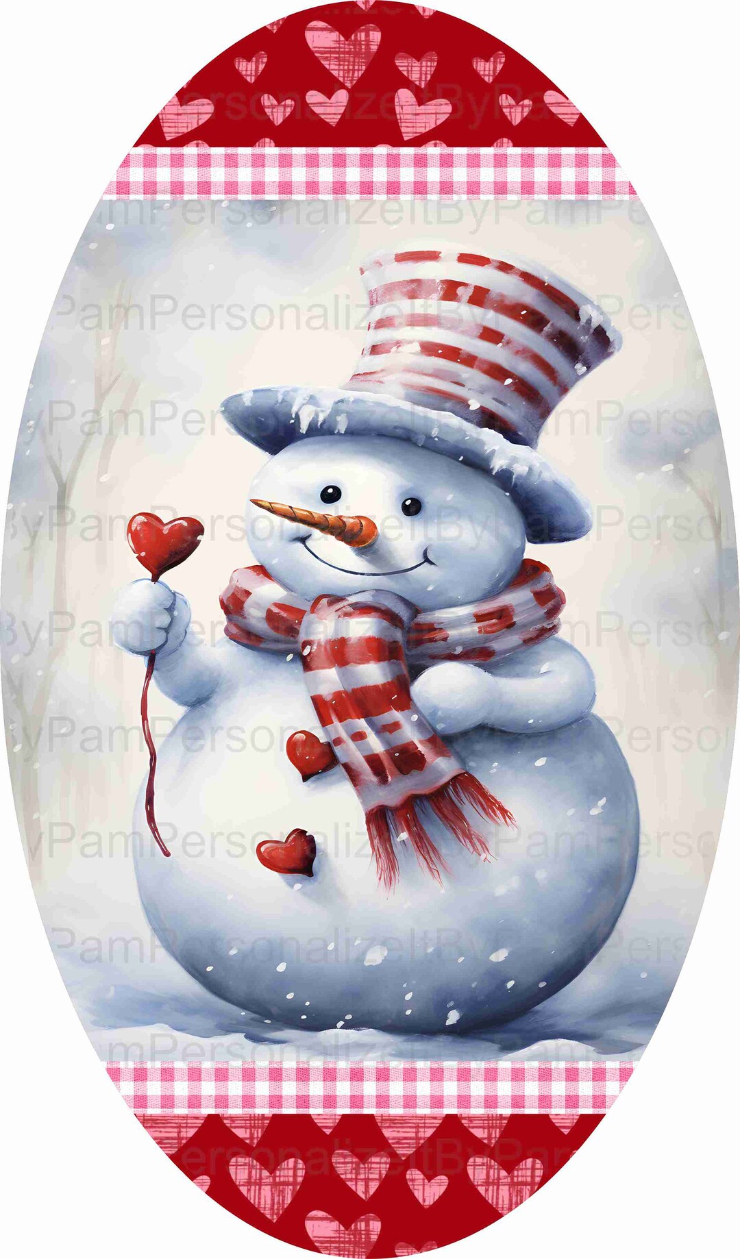 7x12 Oval Valentine Snowman Wreath Sign, Winter Wreath Signs, Snowman ...