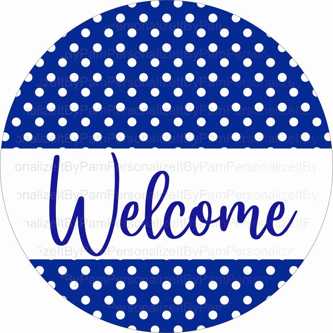 Round Polka Dot Welcome Wreath Sign, Welcome Wreath Sign, Personalize ...
