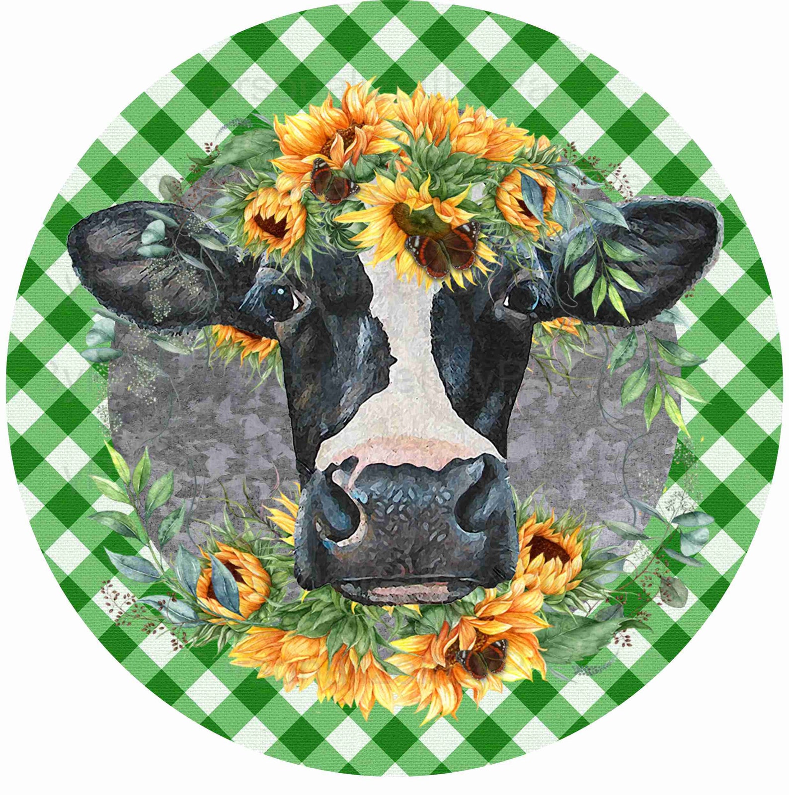 11.75 Round Cow Wreath Sign Farm Wreath Sign Cow Sign | Etsy