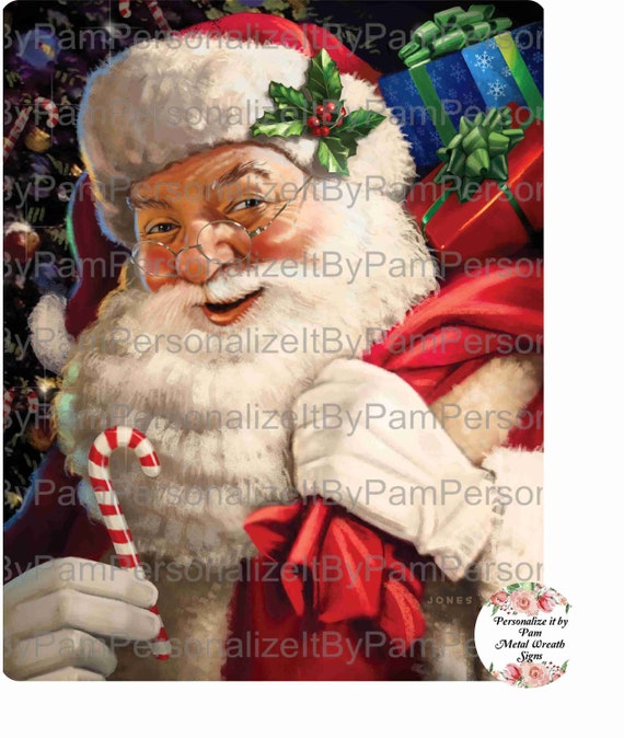 Santa Wreath Sign Christmas Wreath Sign Personalize it by | Etsy